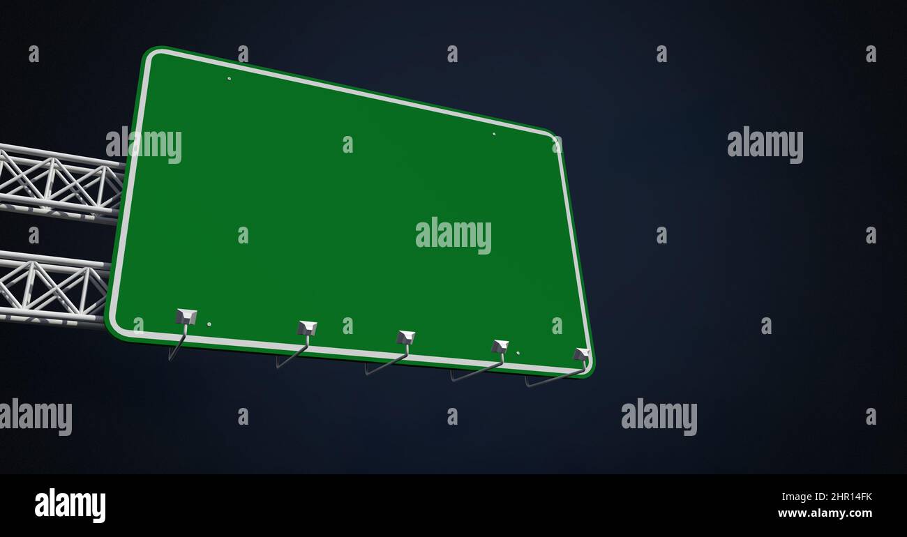 Green billboard with copy space against tall buildings in background ...