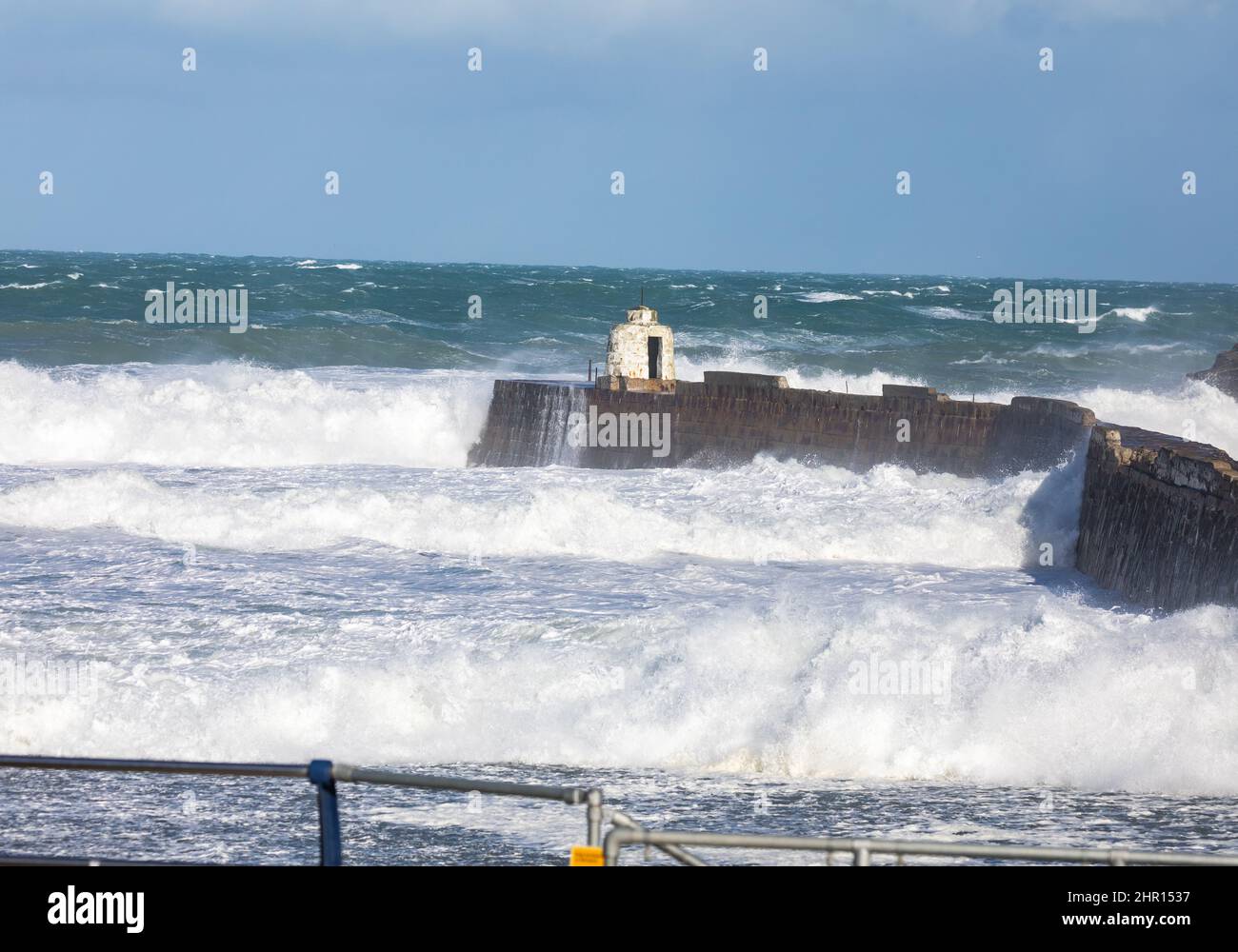 Rough seas in Portreath, Cornwall,uk Stock Photo - Alamy