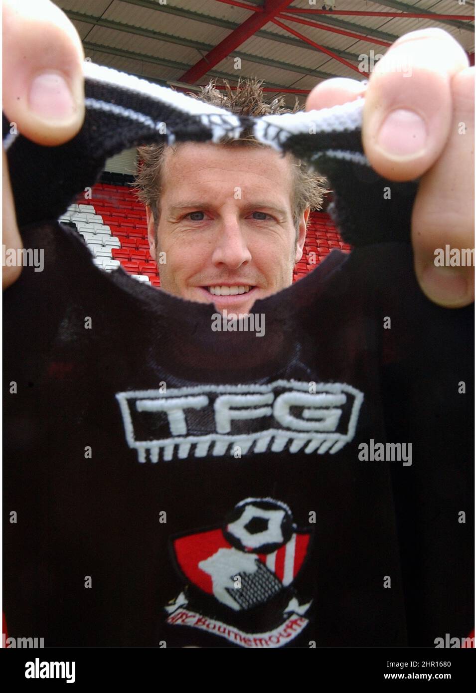 BOURNEMOUTH STRIKER STEVE FLETCHER WITH THE TATTERED AND TORN SHIRT HE ...
