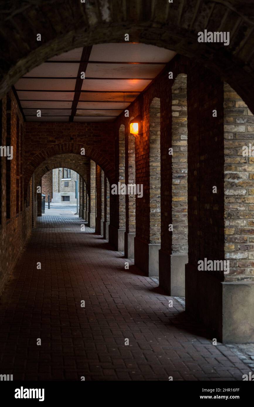 Brick arcade, Wapping, London, England, UK Stock Photo - Alamy