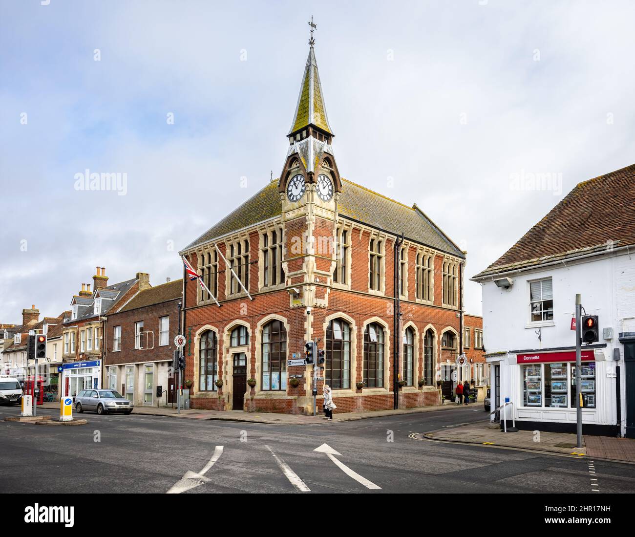 Wareham Town Museum and North Street shops in Wareham, Dorset, UK on 16 ...