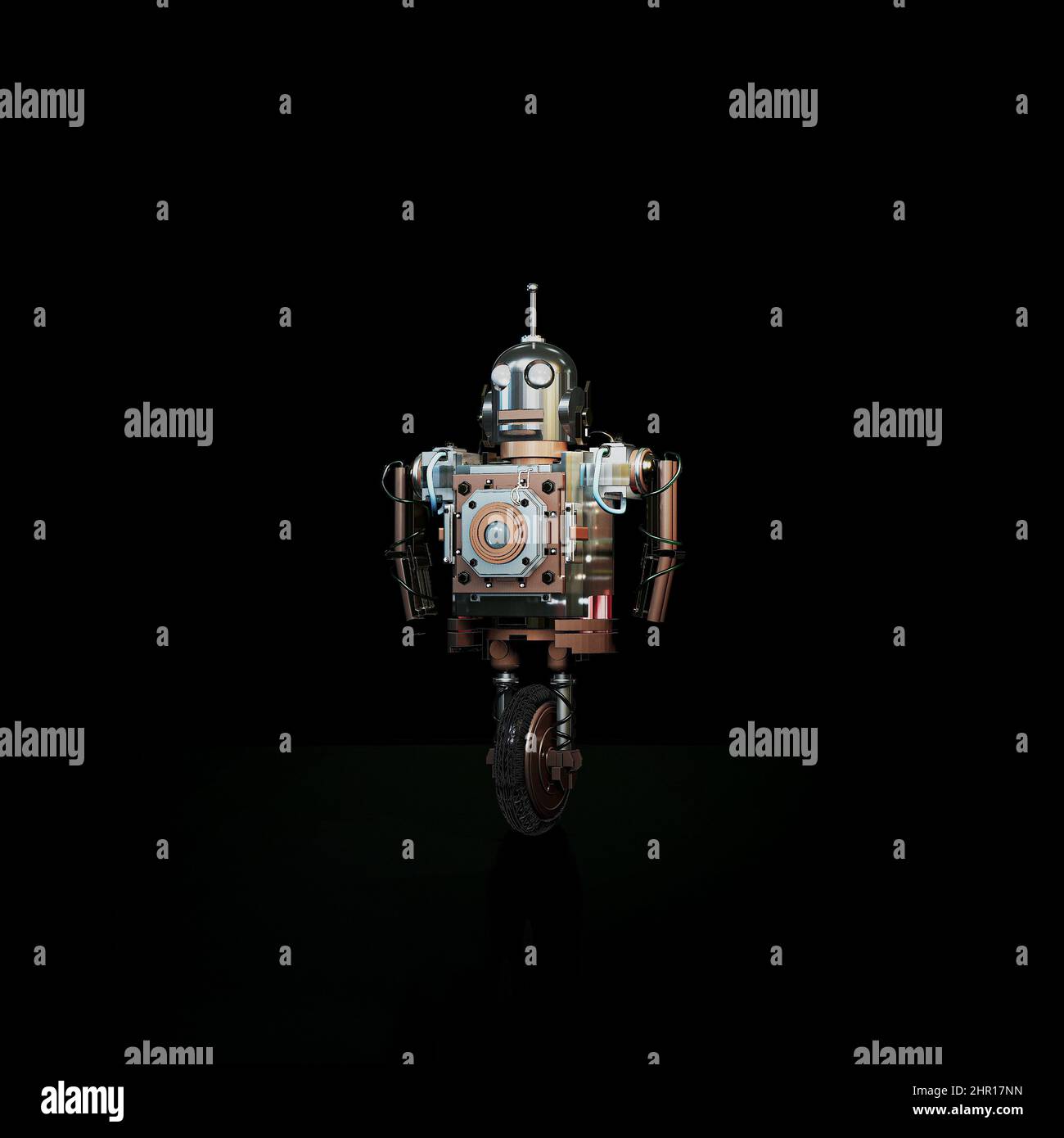 robot isolated on black background 3d illustration Stock Photo - Alamy