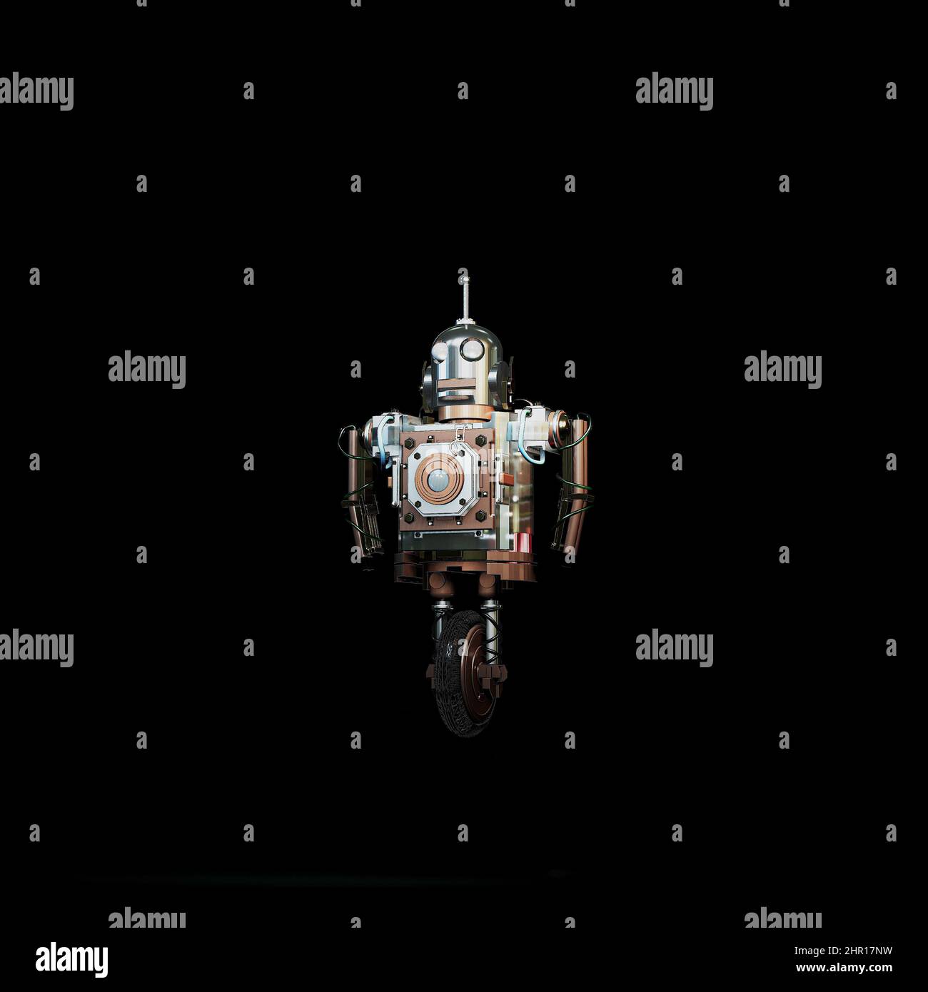 robot isolated on black background 3d illustration Stock Photo - Alamy