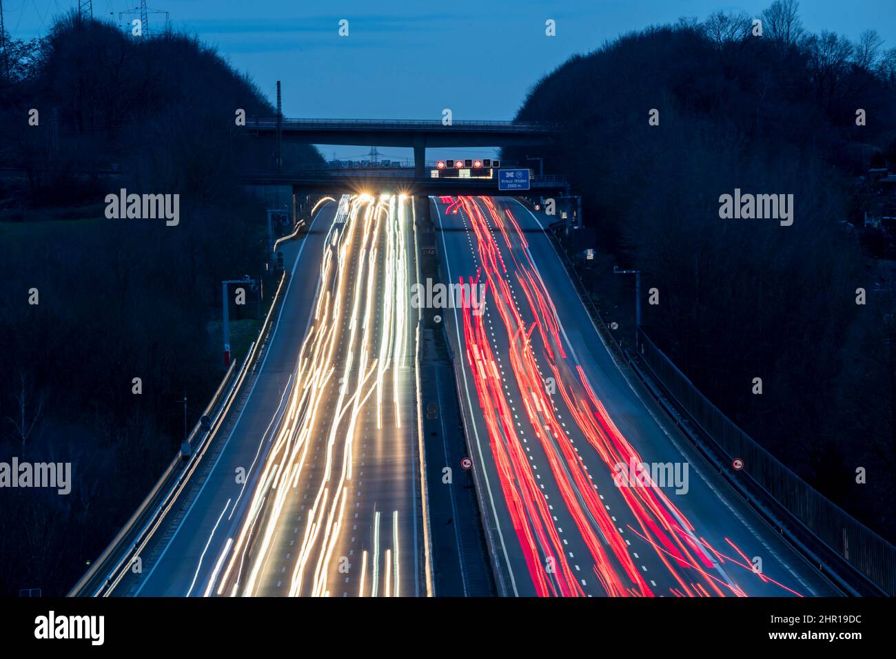 The A3 motorway, evening rush hour traffic on 6 lanes, before the ...
