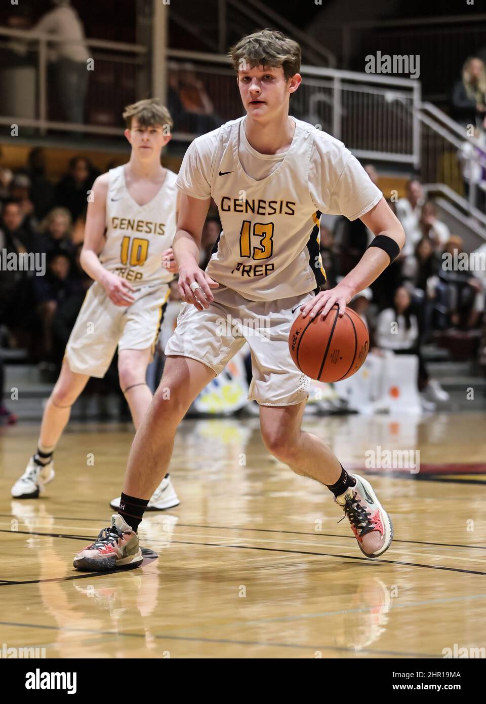 Basketball action with Wallace vs Genesis Prep High School in Coeur d ...
