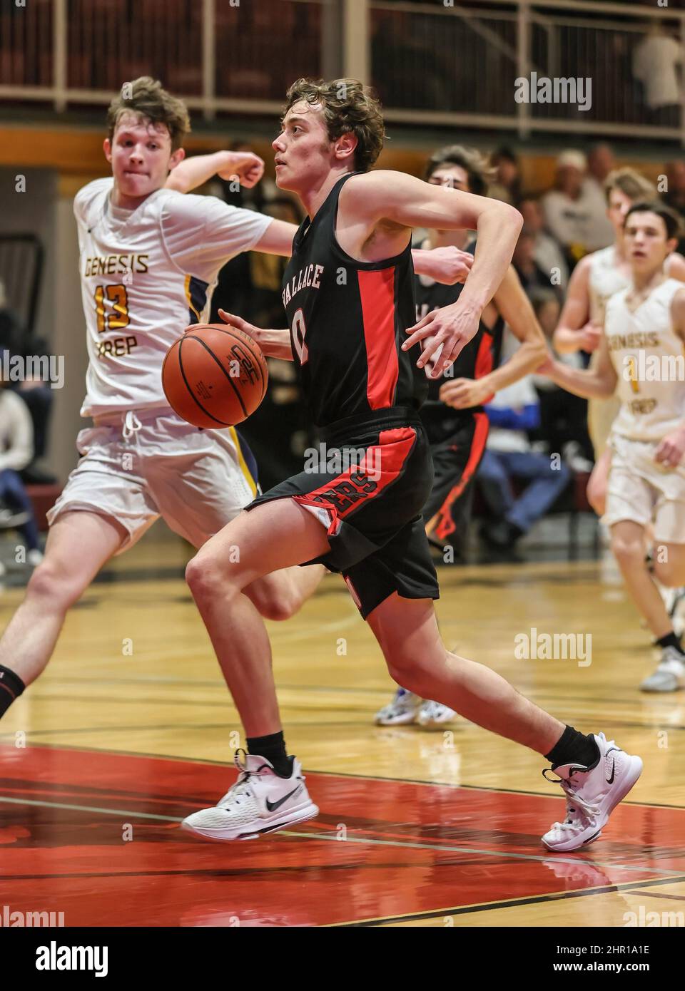 Basketball action with Wallace vs Genesis Prep High School in Coeur d ...