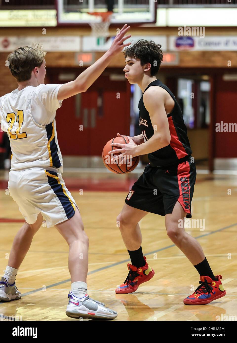 Basketball action with Wallace vs Genesis Prep High School in Coeur d ...