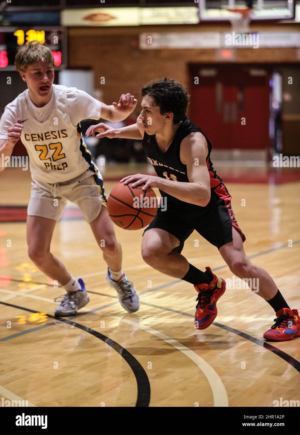 Basketball action with Wallace vs Genesis Prep High School in Coeur d ...