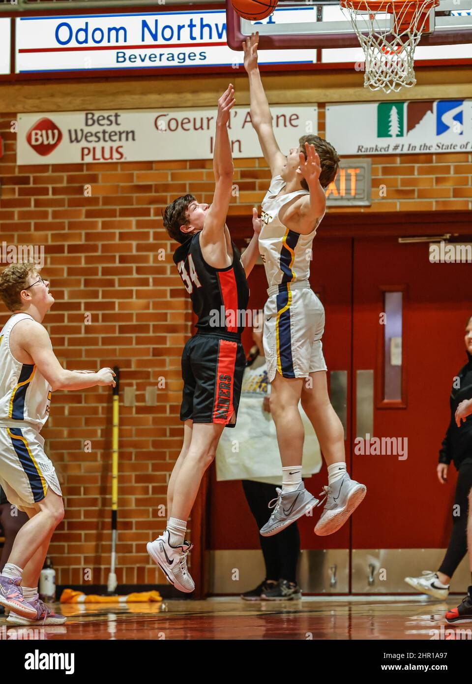 Basketball action with Wallace vs Genesis Prep High School in Coeur d ...