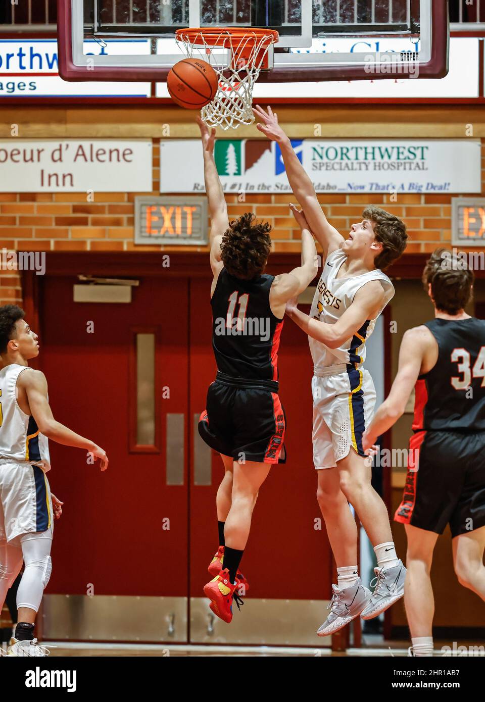 Basketball action with Wallace vs Genesis Prep High School in Coeur d ...