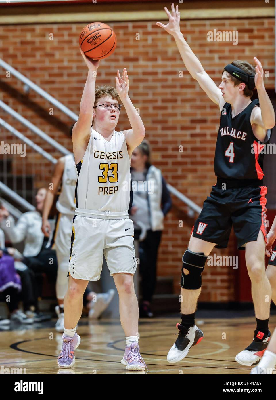 Basketball action with Wallace vs Genesis Prep High School in Coeur d ...