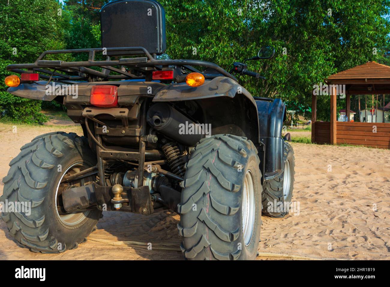 Off-road ATV on the sandy beach of the sea, quad bike rides, active ...