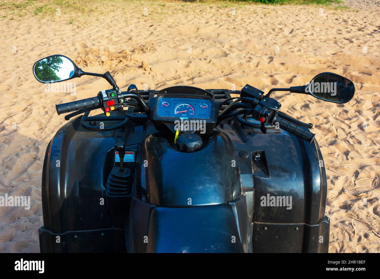 Off-road ATV on the sandy beach of the sea, quad bike rides, active ...