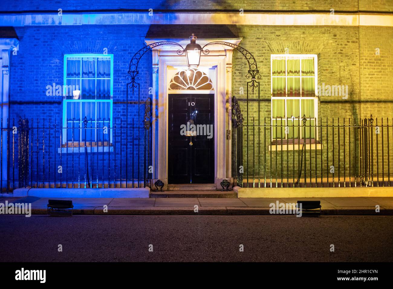 LONDON, FEBRUARY 24 2022, 10 Downing Street in London lit up wit the ...