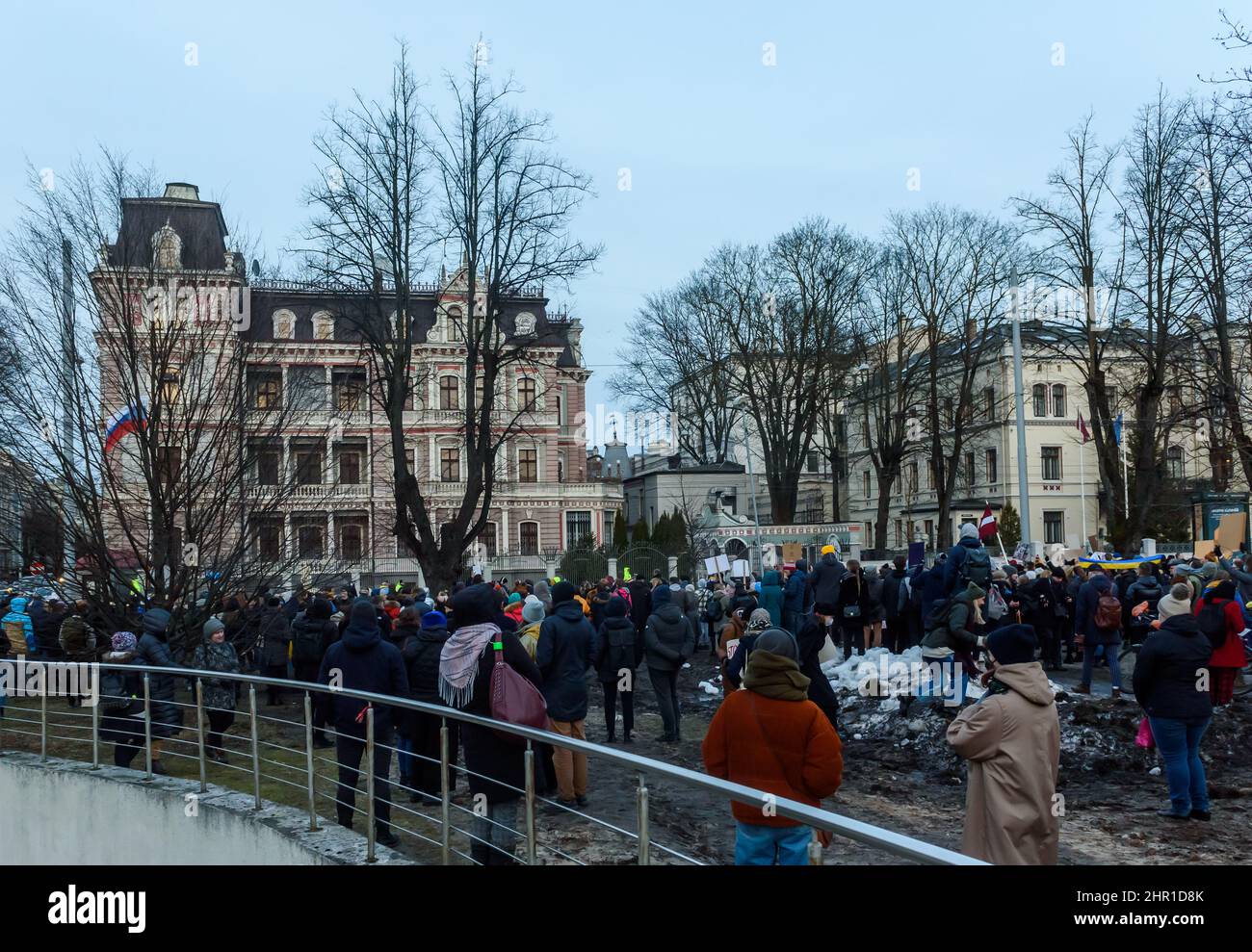 RIGA, LATVIA. 24th February 2022. People protest against Russian attack ...