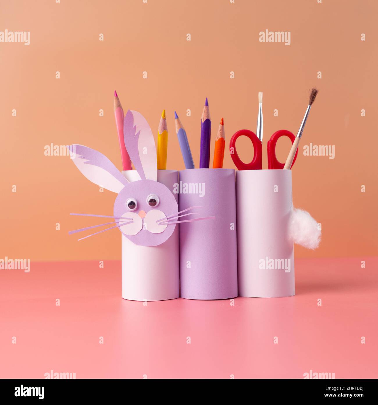 DIY hare or rabbit or bunny toy, handmade pencil holder, toilet paper ...