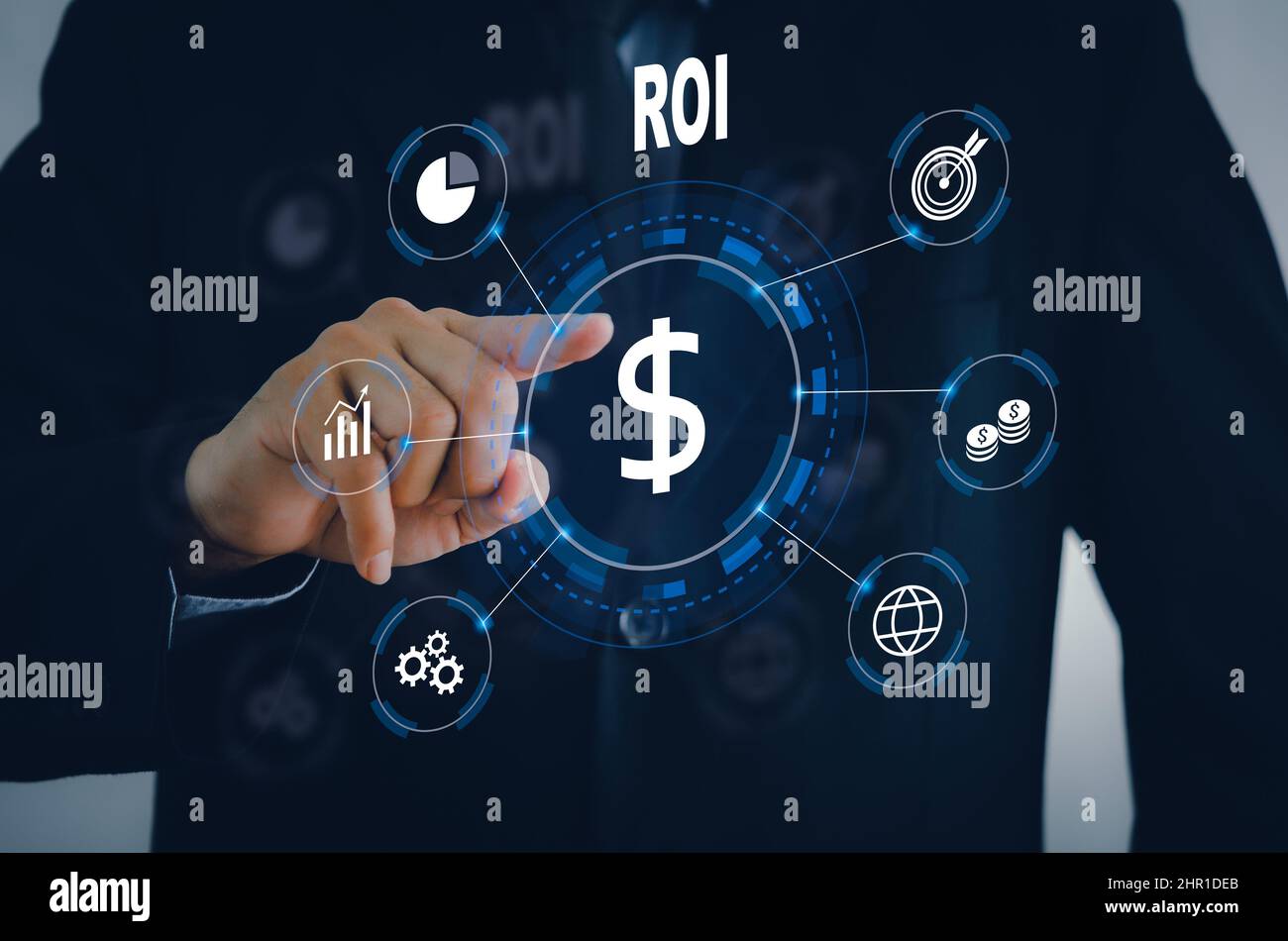 ROI Return on Investment virtual screen Internet Business Finance and ...