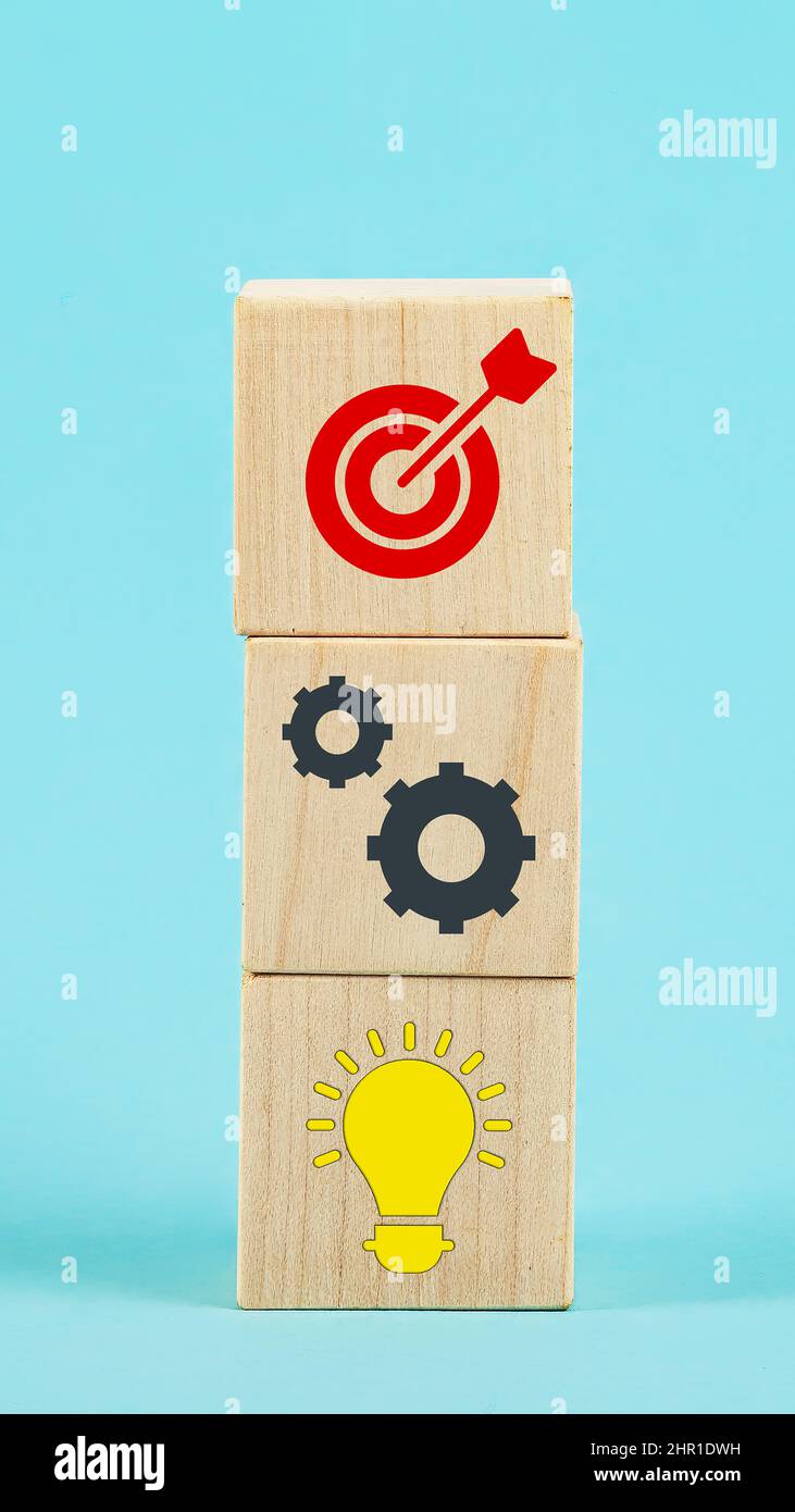 Concept of business strategy and action plan. Cube stacking with Stock ...