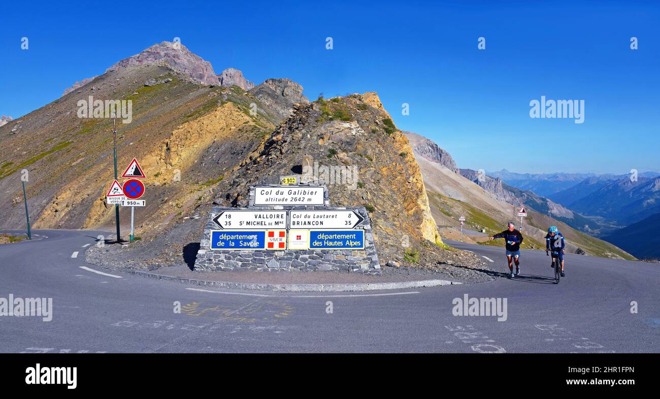 Col du Galibier at 2642 meters altitude, France, Savoie Hautes Alpes ...