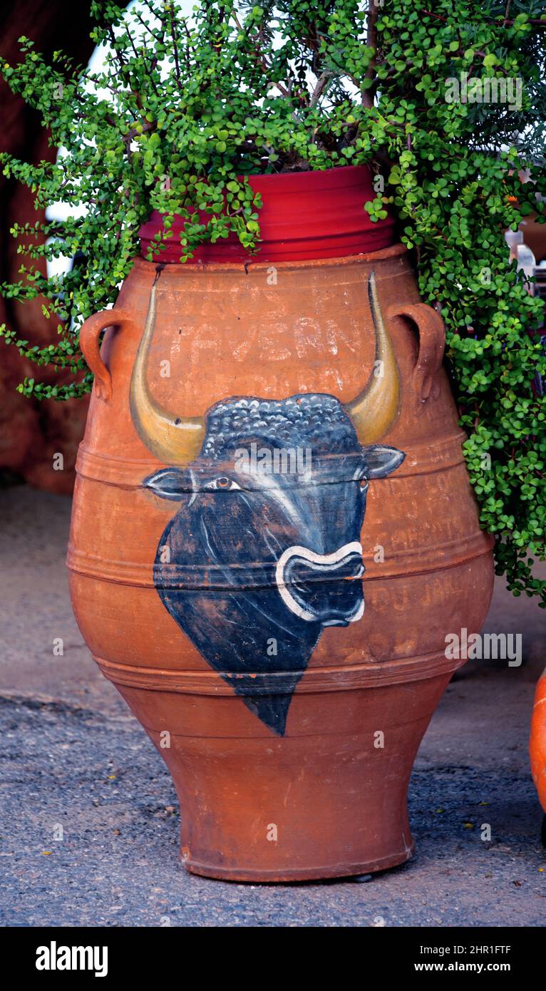 painted Minotaur on an amphora, Greece, Crete, Zakros Stock Photo - Alamy