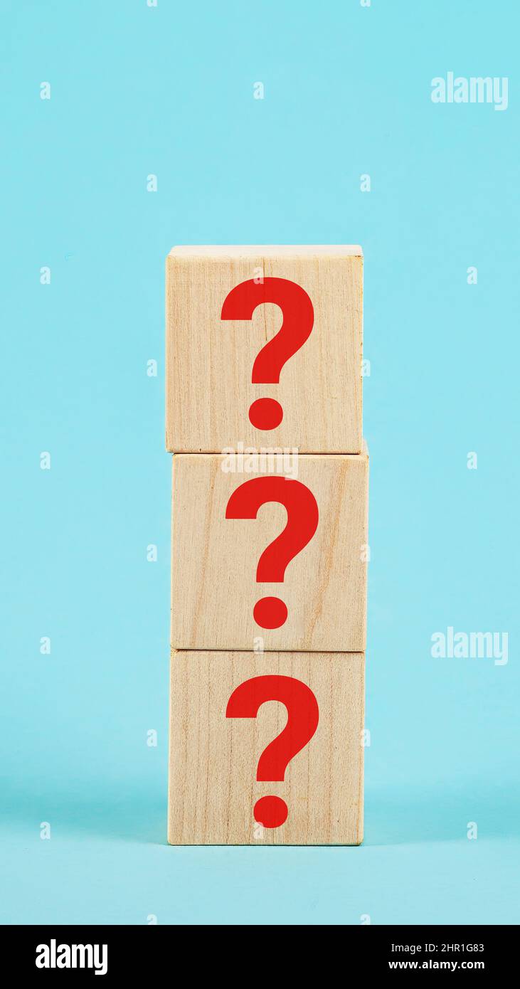 QUESTION The shape of a wooden cube block with a question mark symbol ...