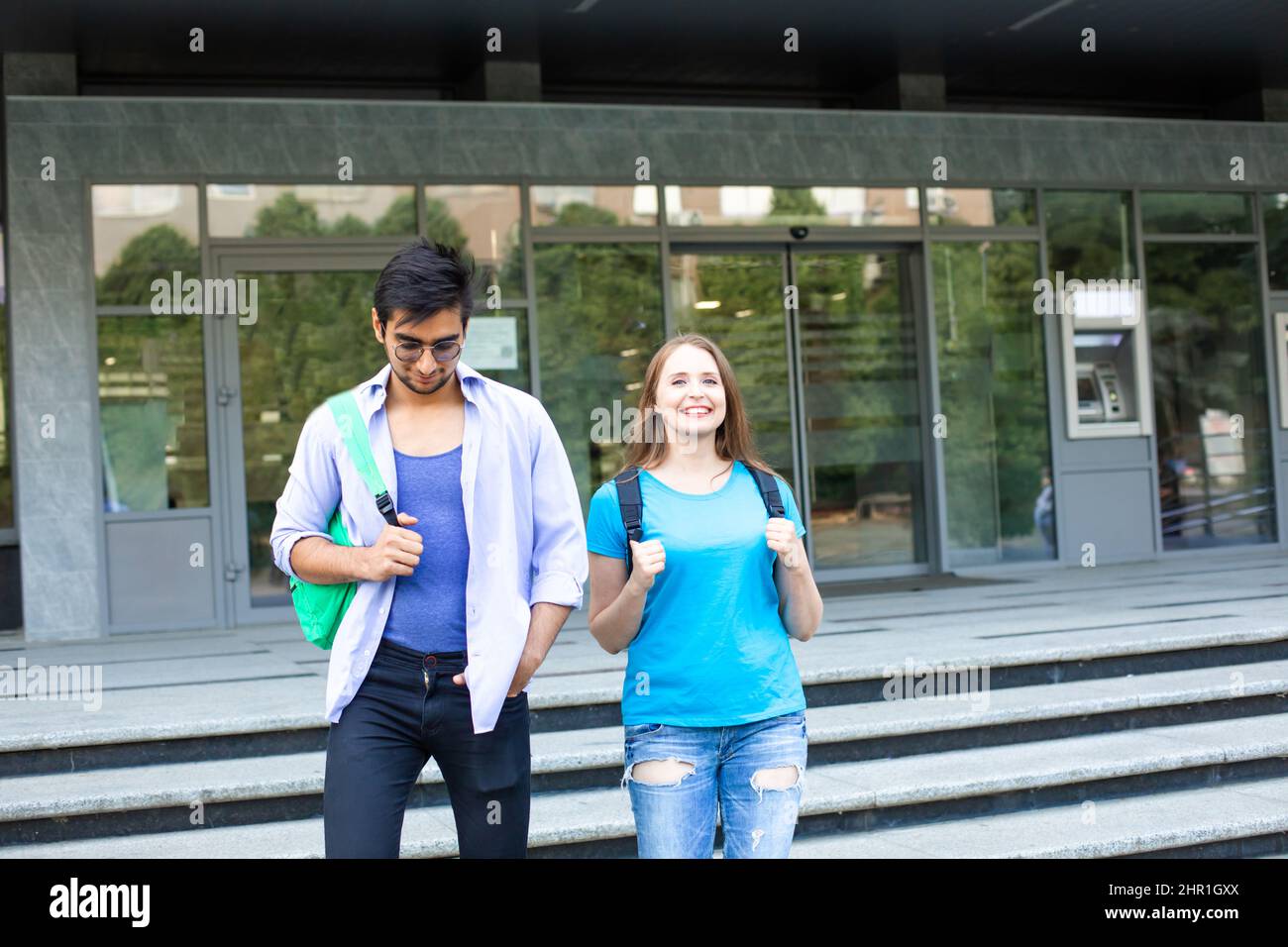 Two boys walking together school hi-res stock photography and images ...
