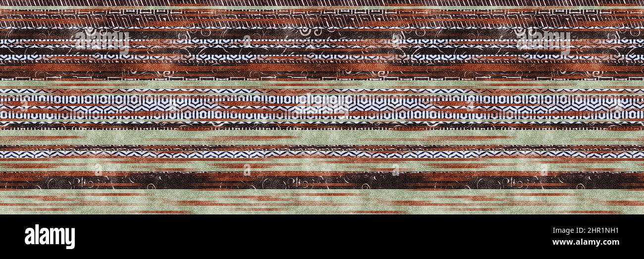 Seamless tribal ethnic stripe grungy border surface pattern design for ...