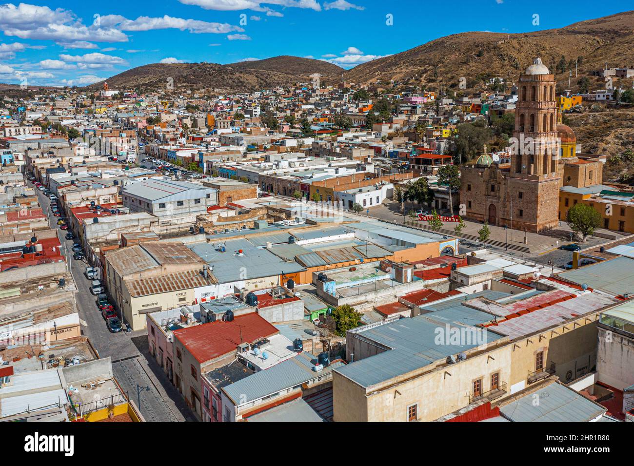 Sombrerete, Zacatecas Mexico. Aerial view of the magical town ...
