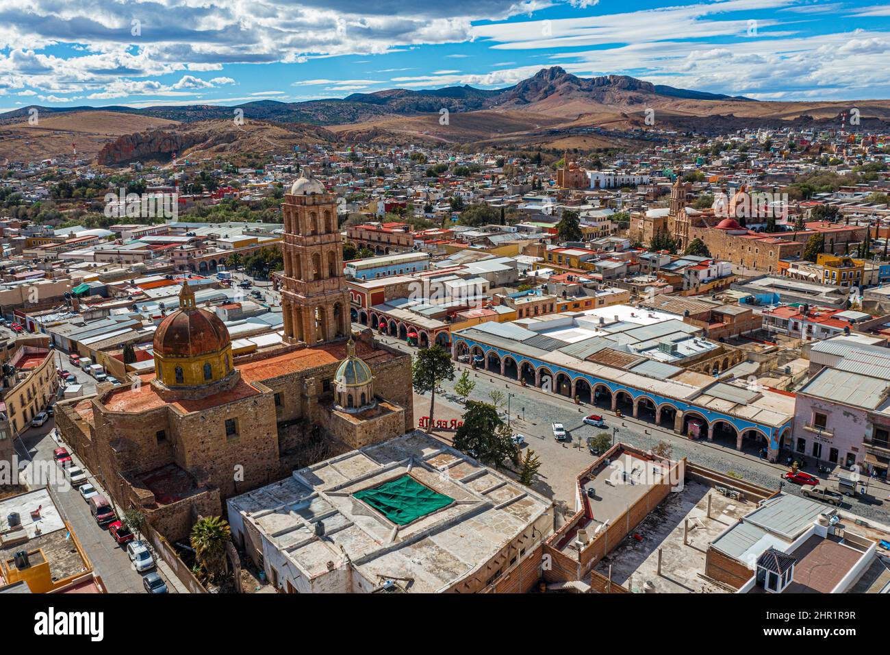 Sombrerete, Zacatecas Mexico. Aerial view of the magical town ...