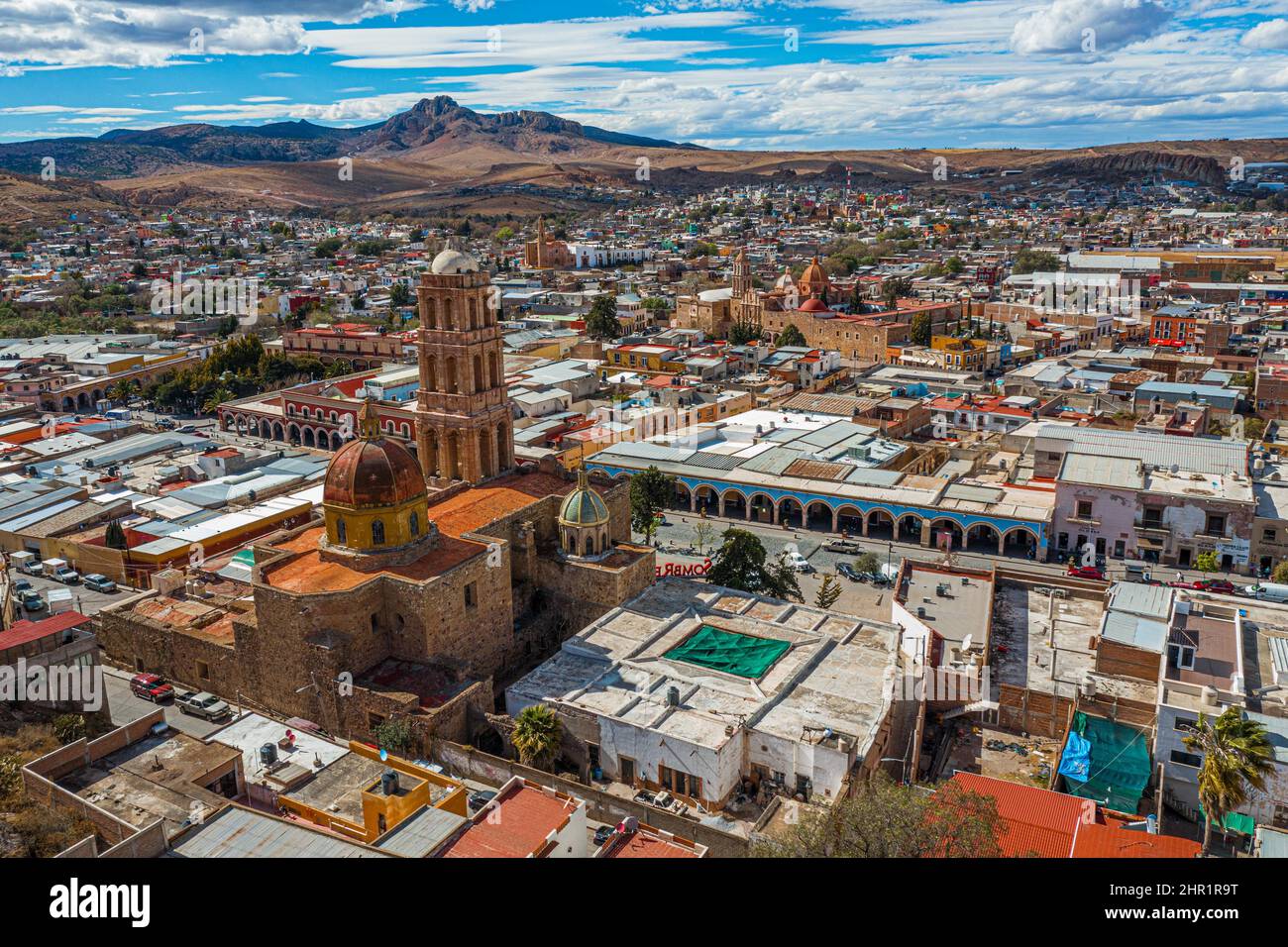 Sombrerete, Zacatecas Mexico. Aerial view of the magical town ...