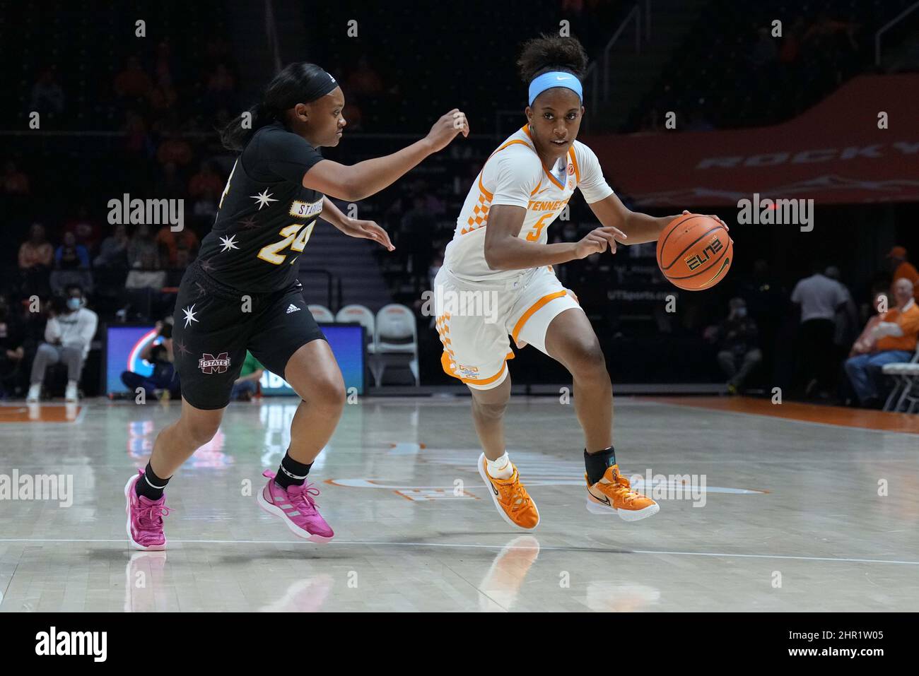 February 24, 2022: Kaiya Wynn #5 of the Tennessee Lady Vols drives to the basket against Ashley ...