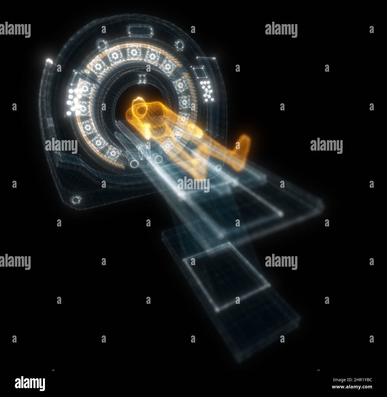 Digital MRI scan with patient Hologram. Medicine and Technology Concept ...