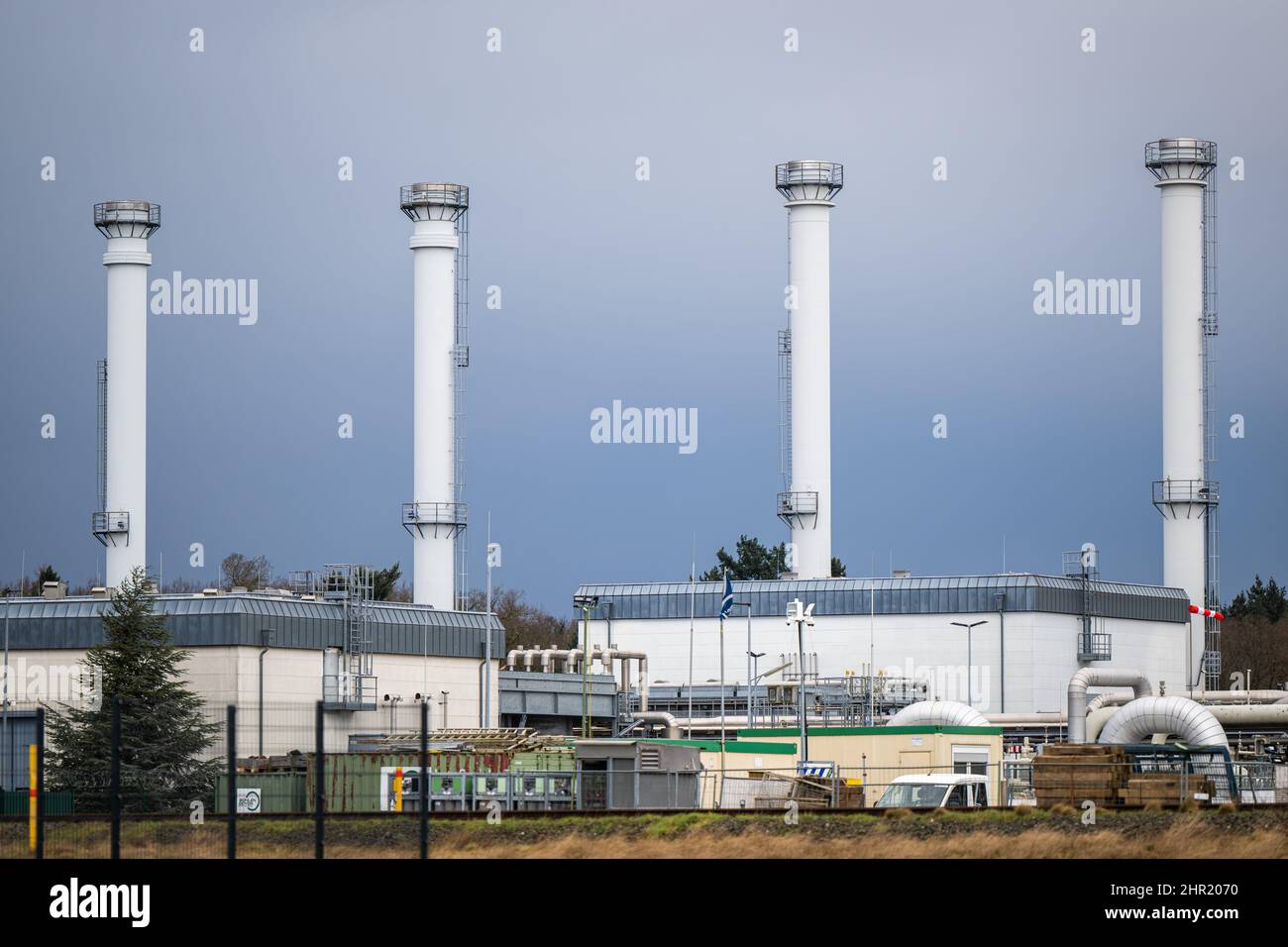 Rehden, Germany. 24th Feb, 2022. The facility of the natural gas ...