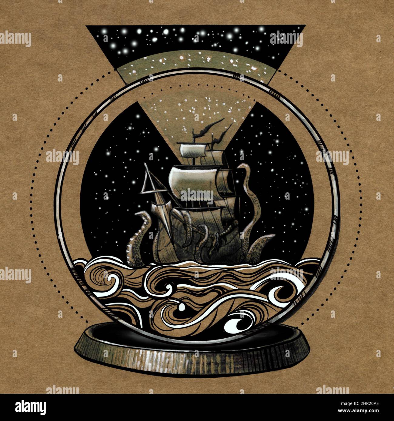 Ink drawing boat in marine hi-res stock photography and images - Alamy