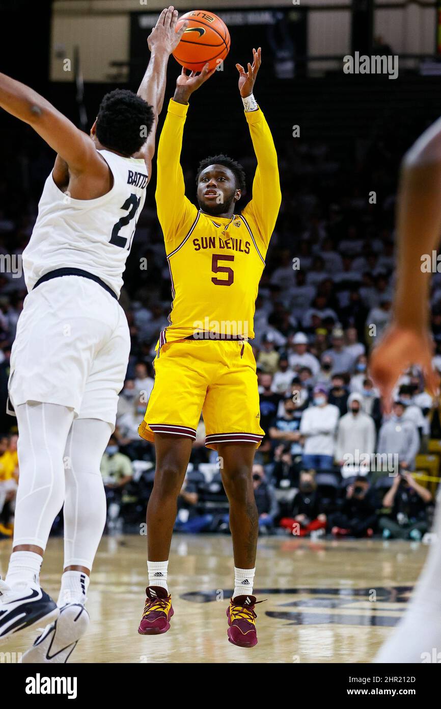 Boulder, CO, USA. 24th Feb, 2022. Colorado Buffaloes forward Evan ...