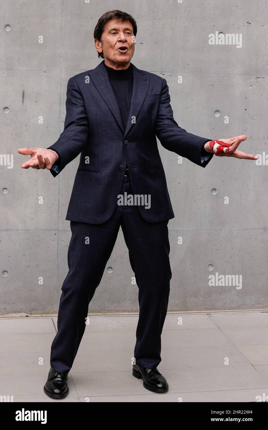 Gianni Morandi poses ahead of Emporio Armani show as part of Fall ...