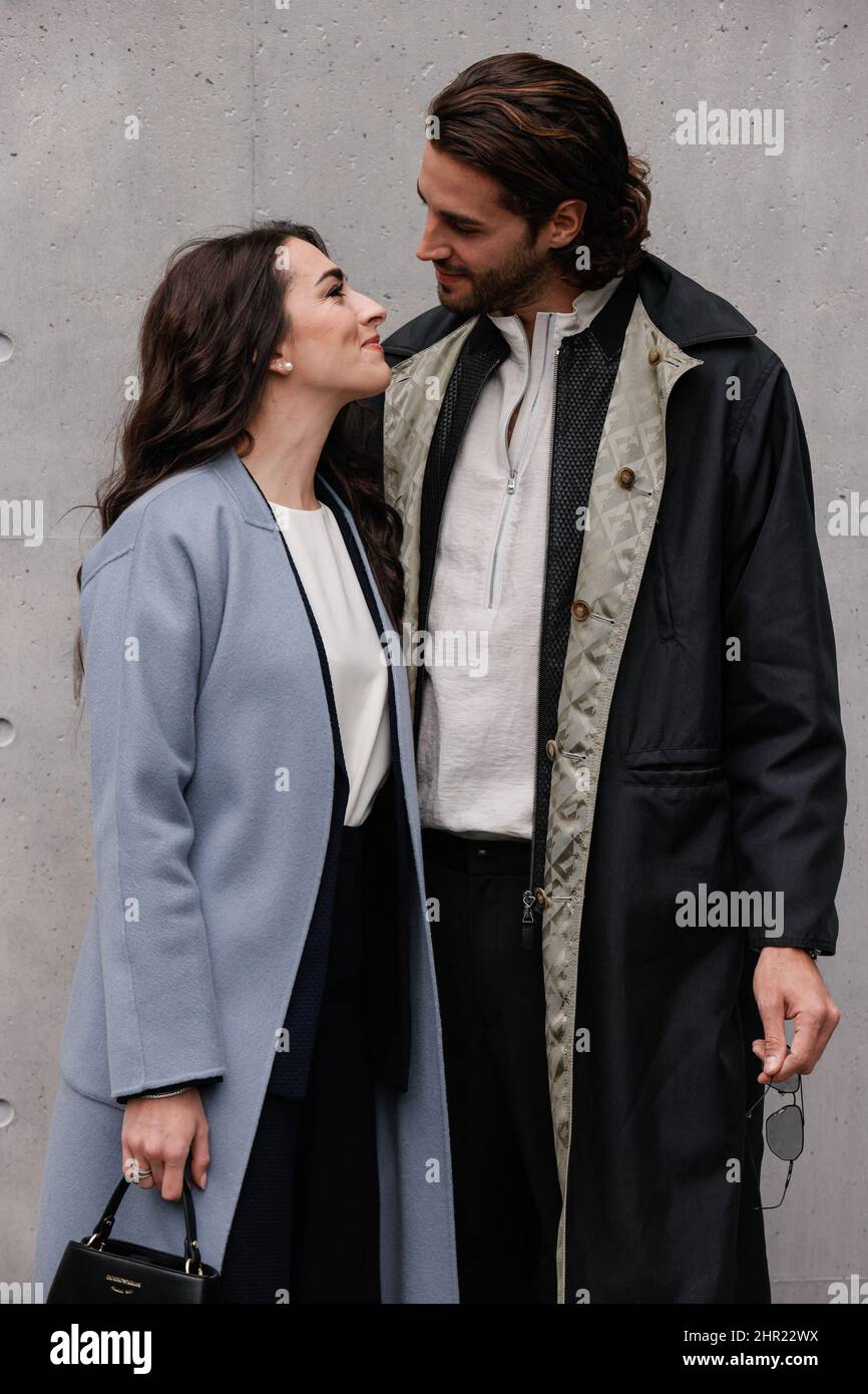 Chiara Bontempi, Gianmarco Tamberi poses ahead of Emporio Armani show ...