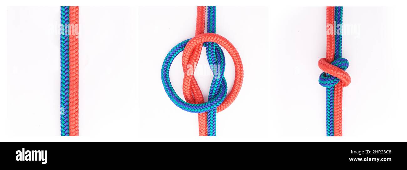 True lovers knot. Step by step studio shot of how to tie a knot ...