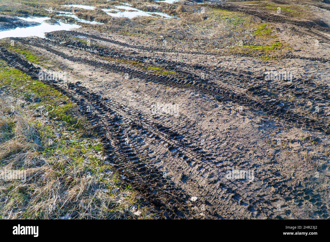 Spring landscape. Dirty spring road. Impassability and mudslides Stock ...