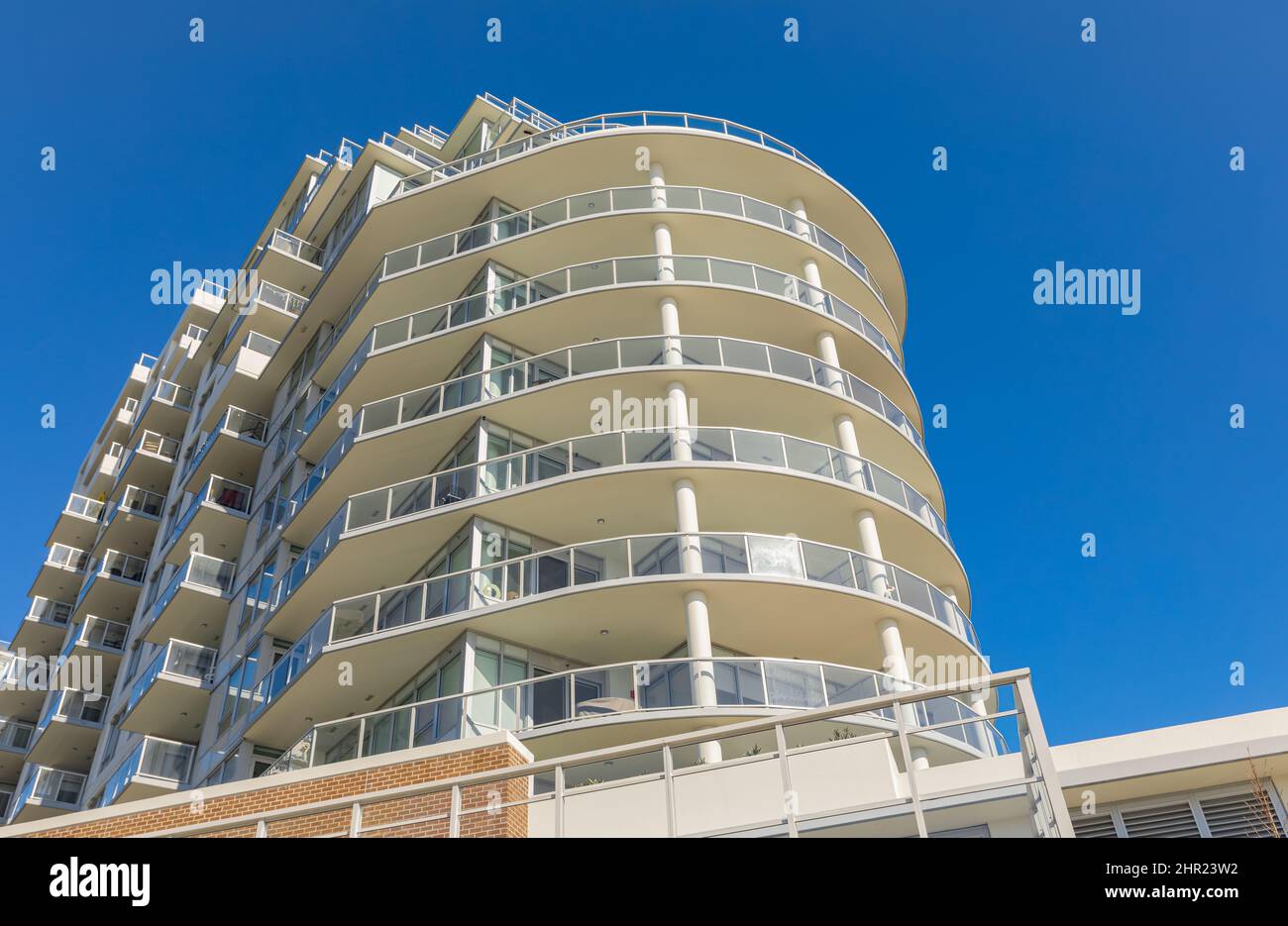 Facade detail of a modern high-rise apartment building. Abstract ...