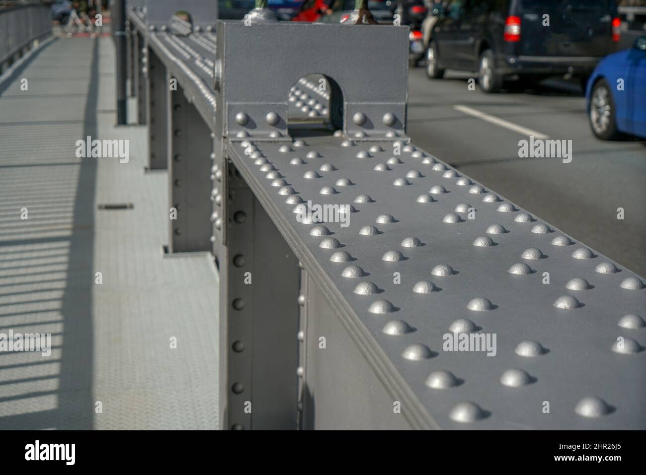Steel construction of a cable car with riveted steel girders, steel ...