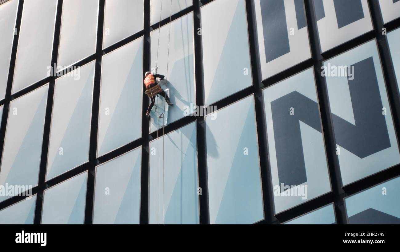 Window Washer Cleaning Glass on Mahanakhon CUBE Naradhiwas ...