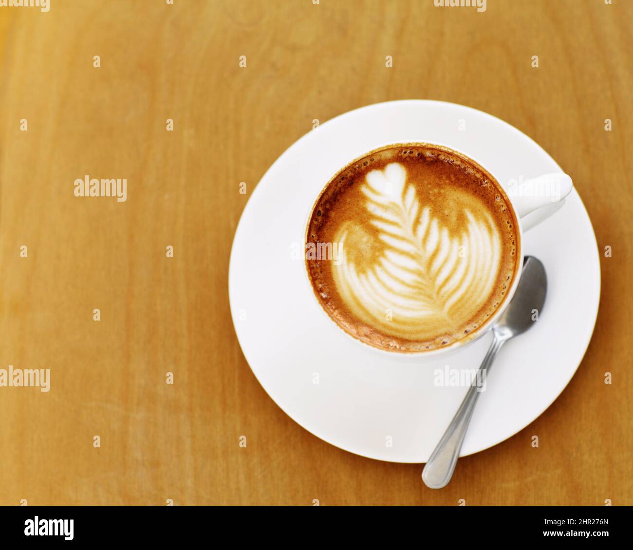 Made by an skilled barista. High angle shot of an artistically prepared ...