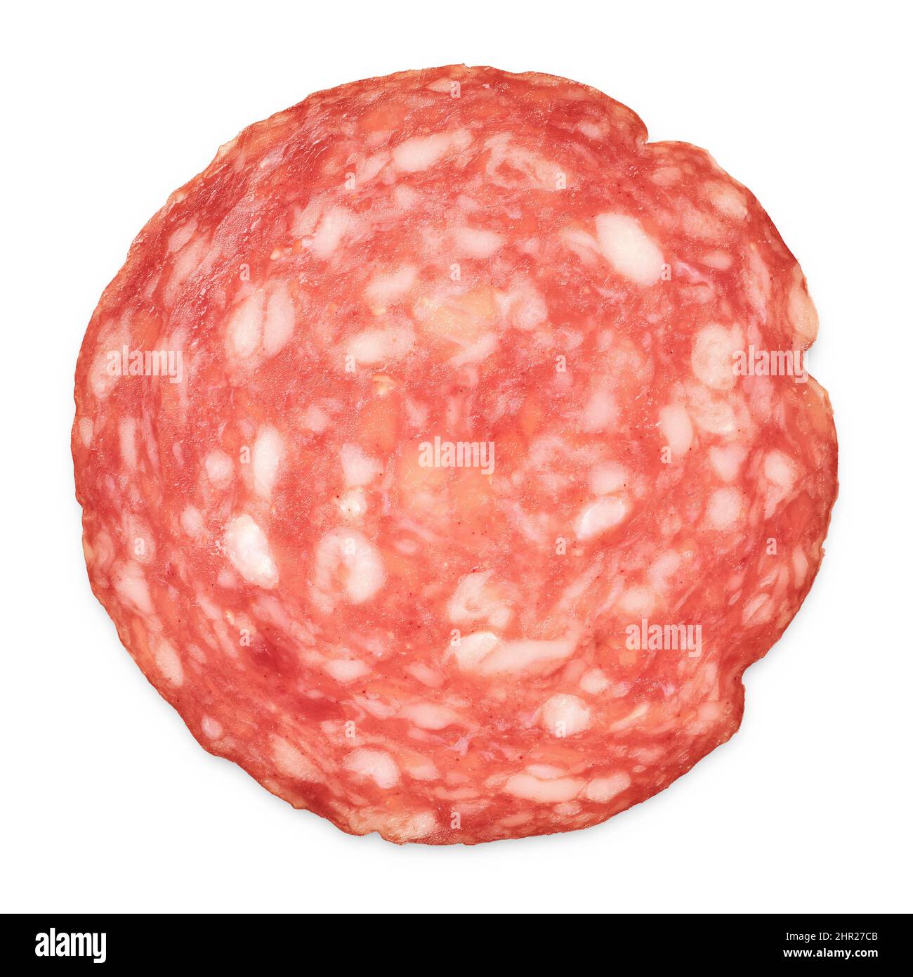 Food and drinks: thin slice of smoked sausage salami, isolated on white background Stock Photo ...
