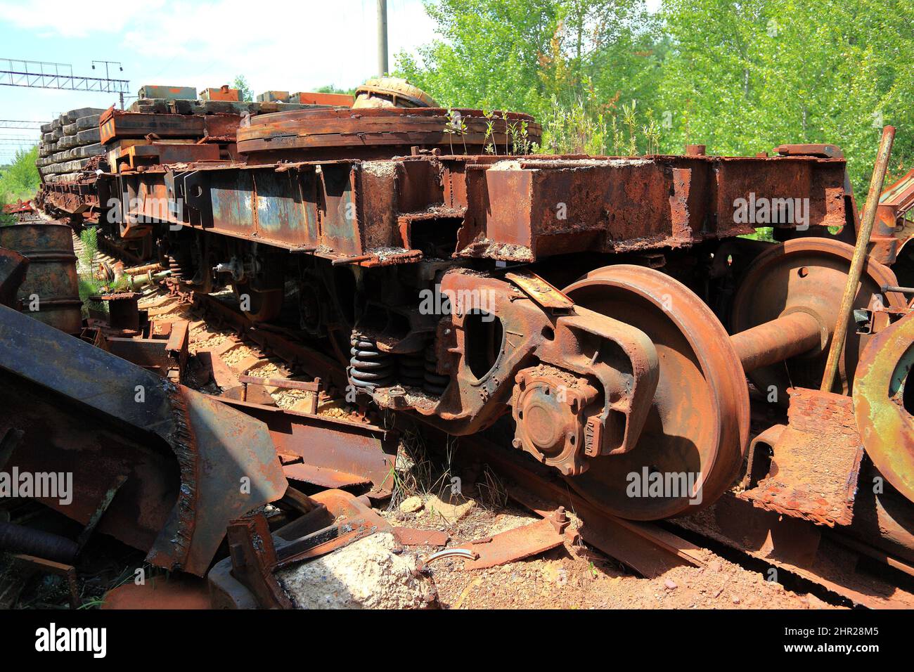 Ukraine, barrier zone, rail vehicle on the grounds of the former Yaniv ...
