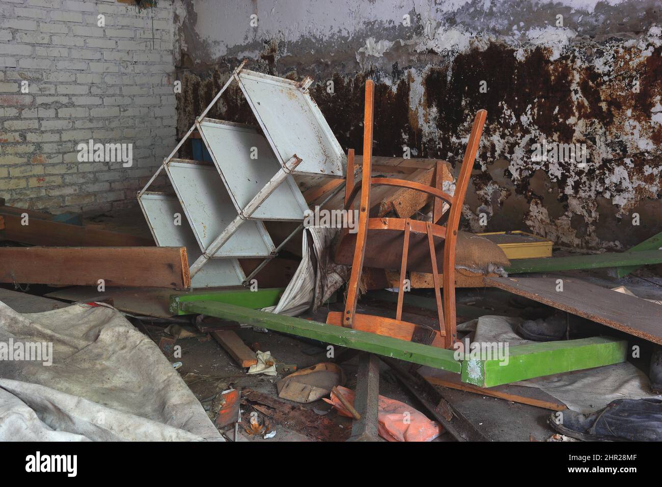 Ukraine, locked-up area, destroyed area in a hospital of Pripyat, now ...