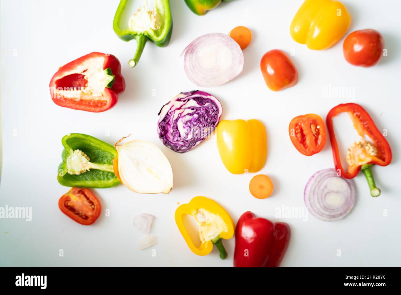 Slice sweet chilli peper on white background, Colorful vegetable Stock ...