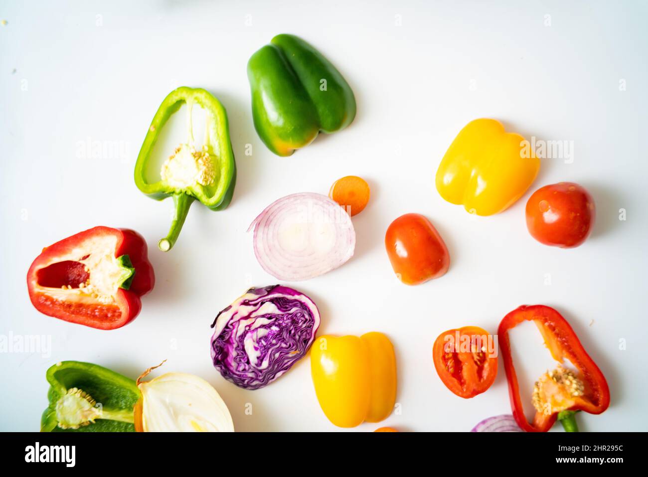 Slice sweet chilli peper on white background, Colorful vegetable Stock ...