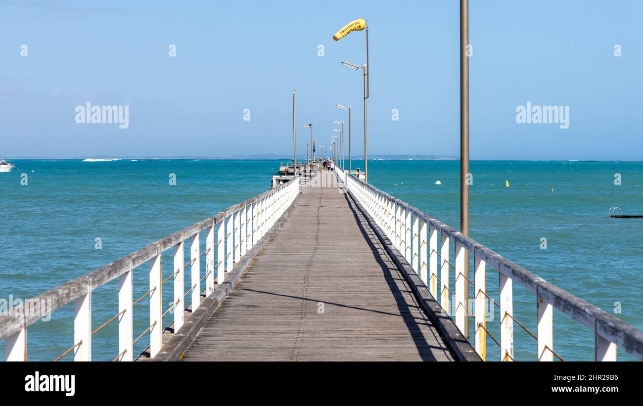 THe beachport screw pile jetty located in south east south australia on ...