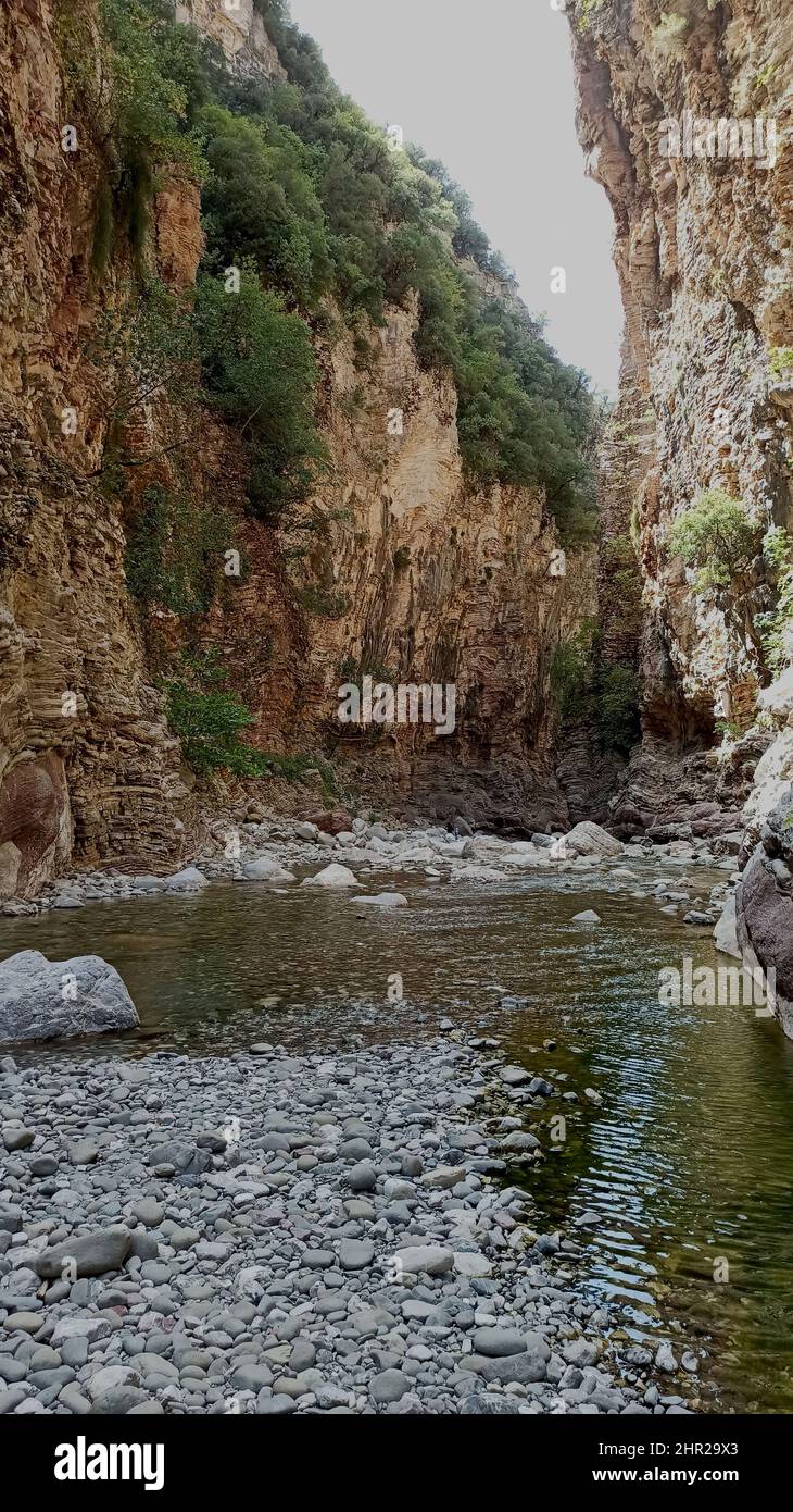 The Always raining canyon (Panta Vrehei) with waterfalls in Karpenissi ...